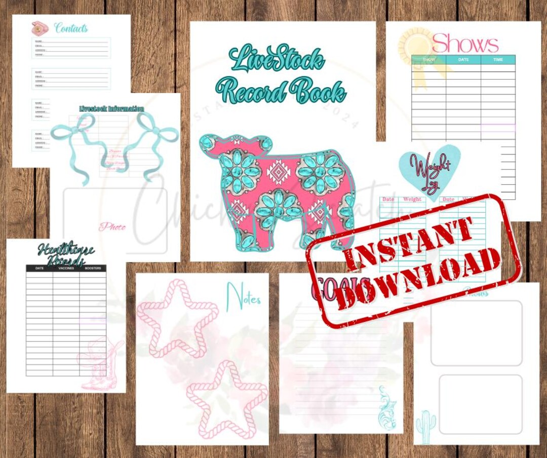 PRINTABLE Livestock Show Record Book, Pig Show, Show Mom, FFA, Record ...