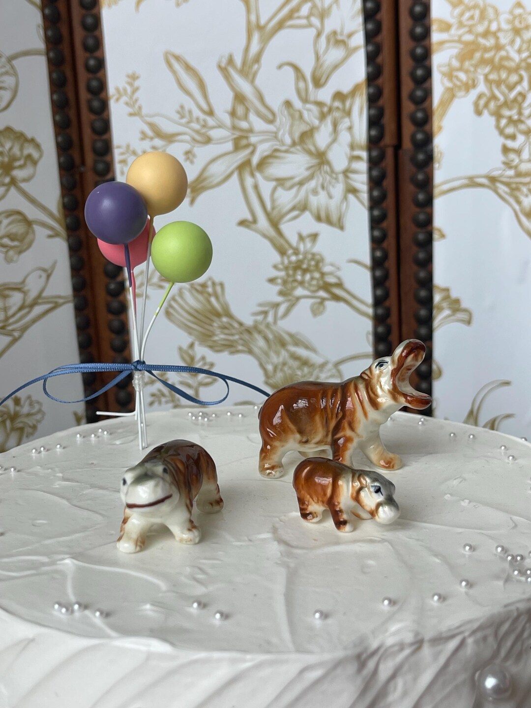 Hand-painted Porcelain Hippo Cake Toppers: Hip-hop Family Figurines - Etsy