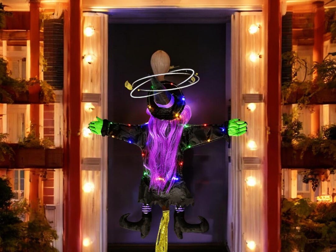 Glowing Halloween Witch Tree Crash Scene Festive Outdoor Yard ...