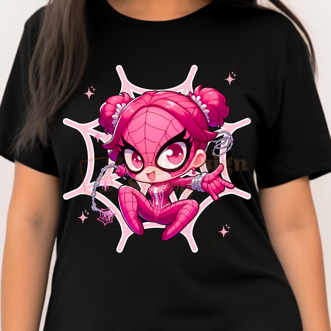 Pink Spider Girl Chibi PNG | Cute Spidey Superhero Clipart for T-shirts ...