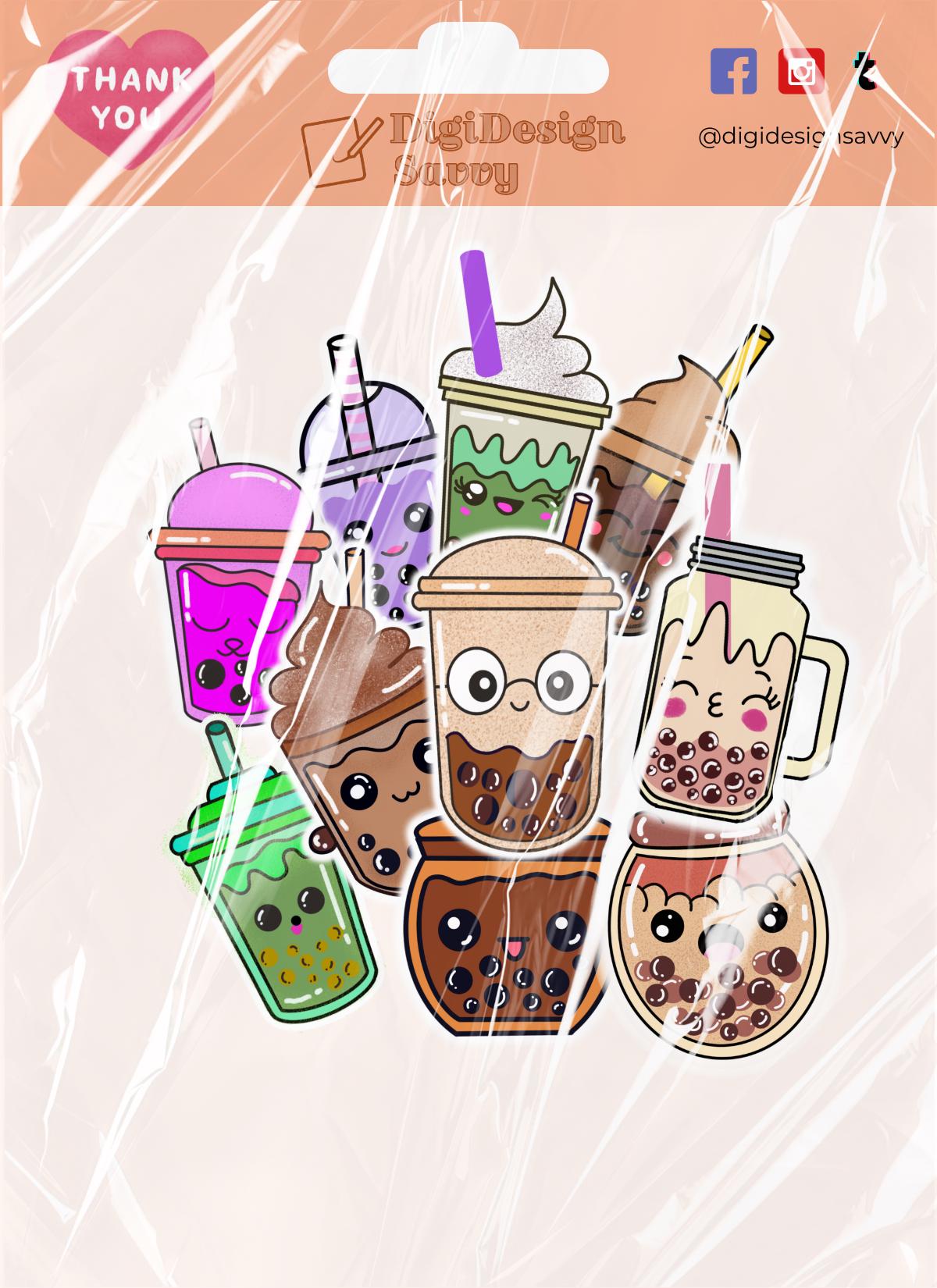 Sip & Stick: Boba Tea Sticker Set for Planners, Journals, and Digital ...