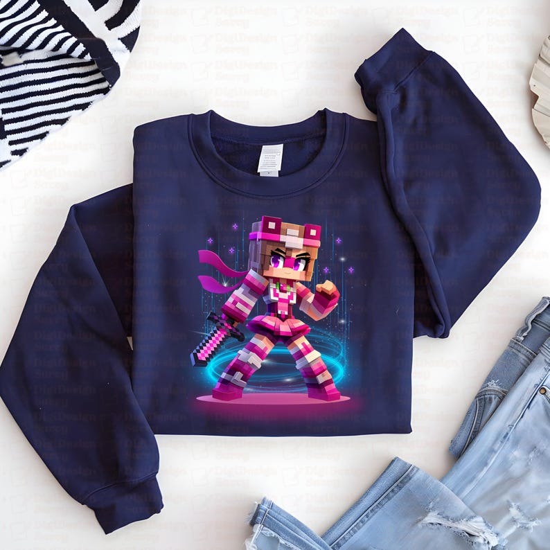 Minecraft Gamer Girl PNG, Pixel Warrior Princess Clipart (digital ...