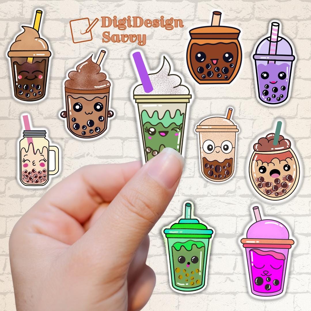 Sip & Stick: Boba Tea Sticker Set for Planners, Journals, and Digital ...
