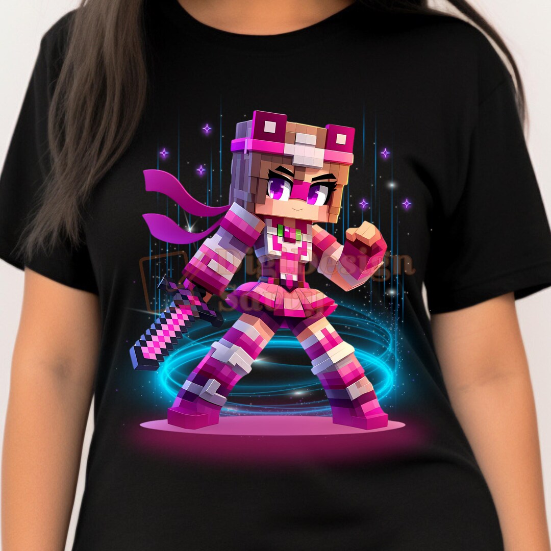 Minecraft Gamer Girl PNG, Pixel Warrior Princess Clipart (digital ...