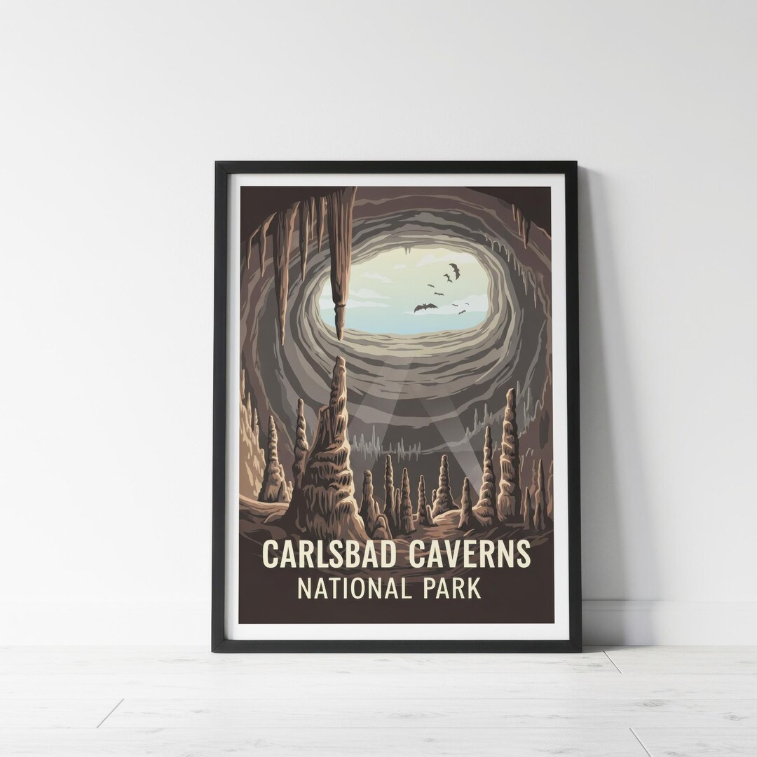 Carlsbad Caverns National Park Poster, New Mexico Art, Vintage Travel ...