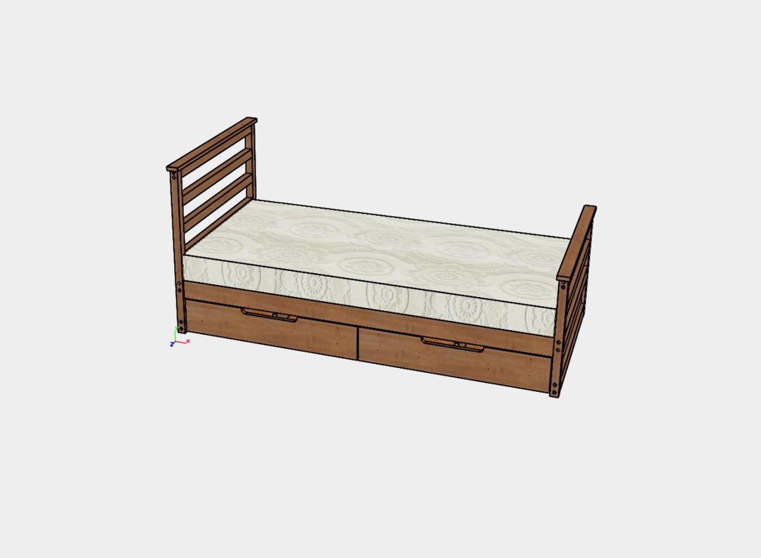 Bed Wooden Drawing - Etsy