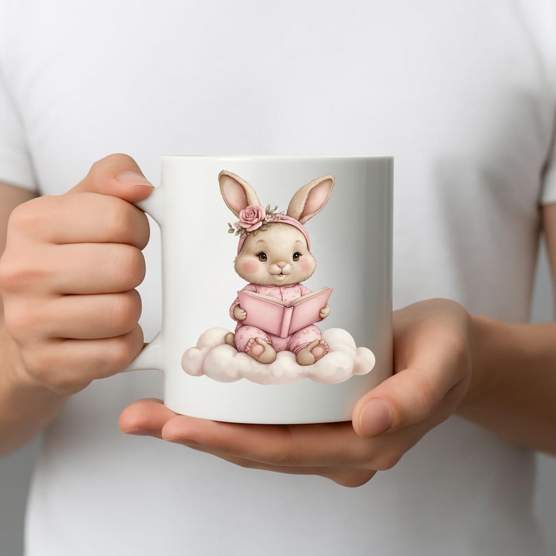 Cute Baby Bunny PNG, Rabbit Reading Book SVG, Nursery Wall Art, Baby ...