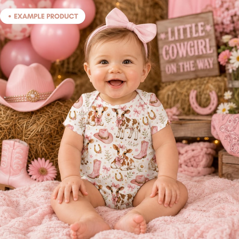 Pink Western Farm Seamless Pattern, Cow Calf Digital Paper, Cowgirl ...