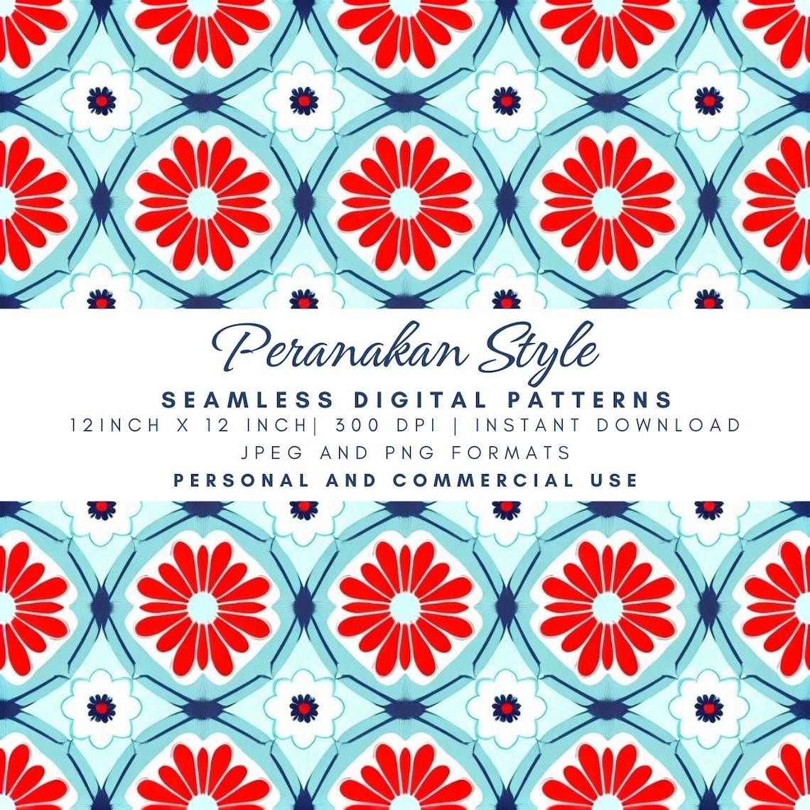 Peranakan Style Seamless Pattern, Chinoiserie Floral Digital Paper ...