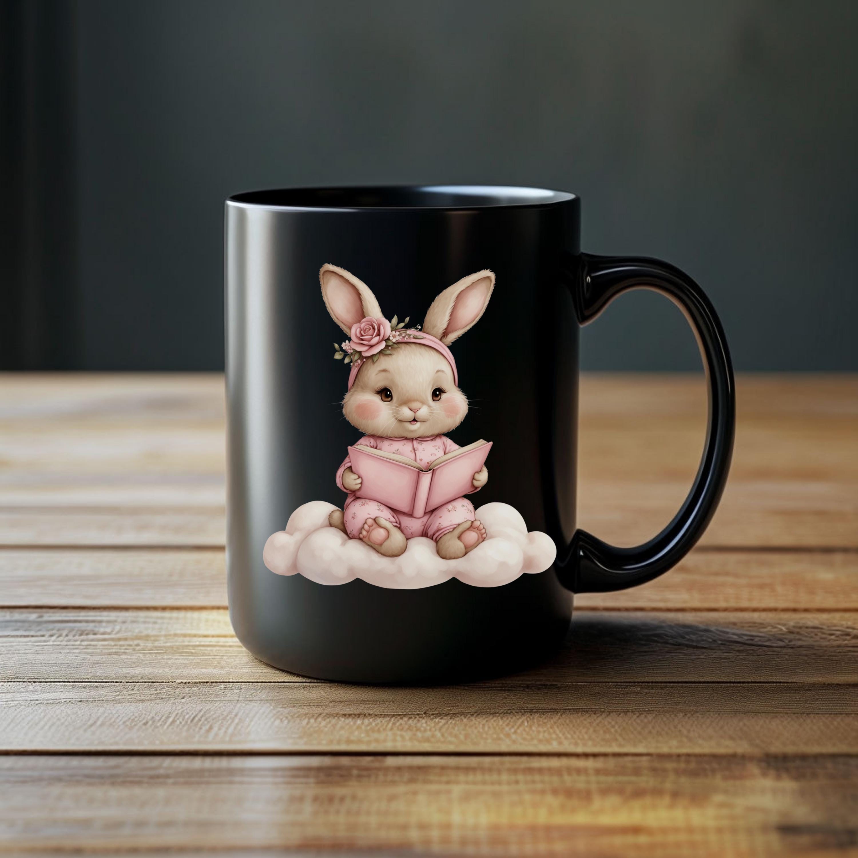 Cute Baby Bunny PNG, Rabbit Reading Book SVG, Nursery Wall Art, Baby ...