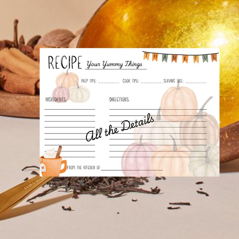 Fall Recipe Cards - Etsy
