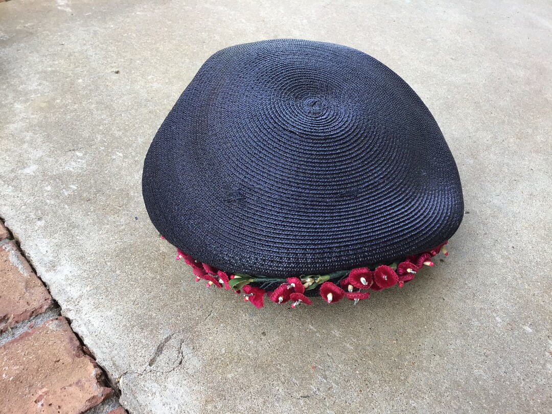 Vintage Fisk Chicago Ladies Black Hat With Flowers on the Front - Etsy