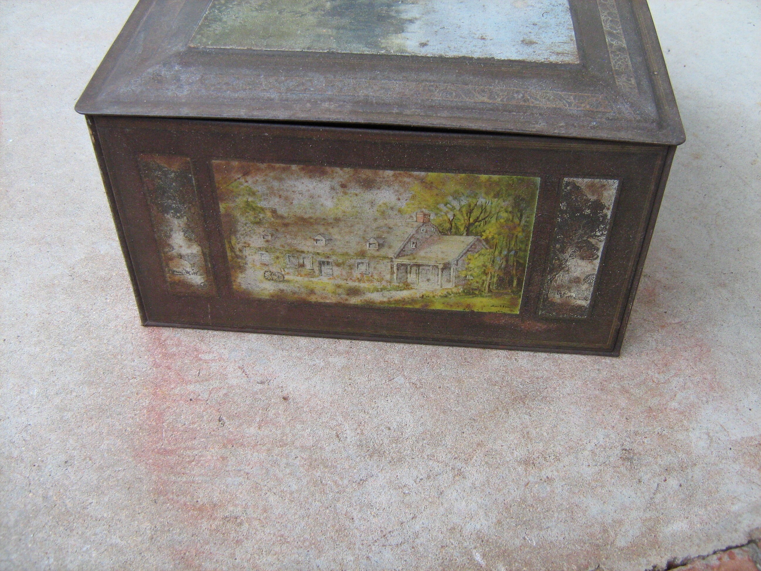 Antique Very Old Metal Biscuit Tin Container Rustic and - Etsy UK