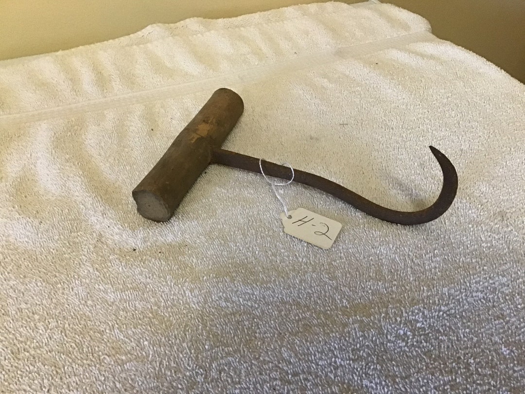 Barn Find Vintage Blacksmith Made Primitive Wood Handle Hay Hook H-2 ...