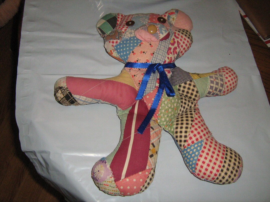Vintage Small Hand Made Patch Work Quilt Stuffed Teddy Bear - Etsy