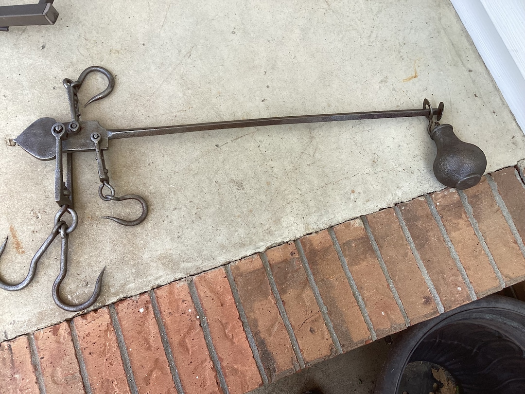 Rare 1800s Cast Iron 3 Hooks Original Counterweight Hanging Balance ...