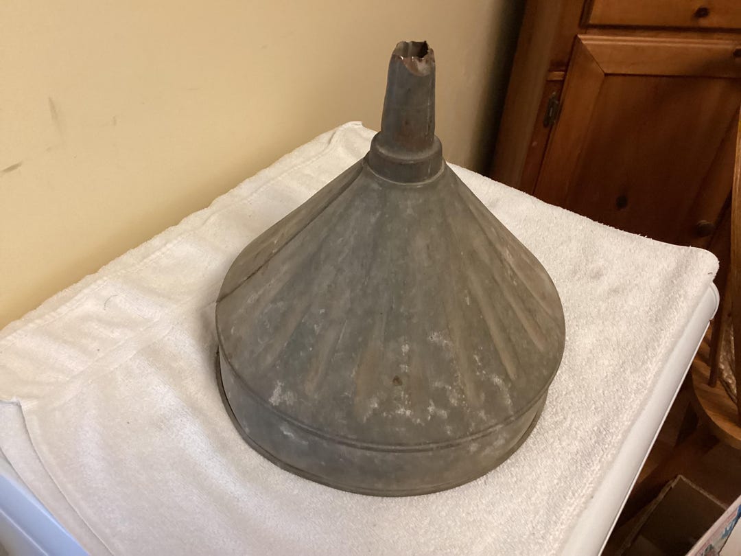 Very Large Vintage Galvanized Farm Funnel Farm Tool Gas, Oil , Water. F ...