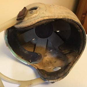 Vintage Early Kids Football Helmet Scuffs Scratches Finish Loss Old and ...