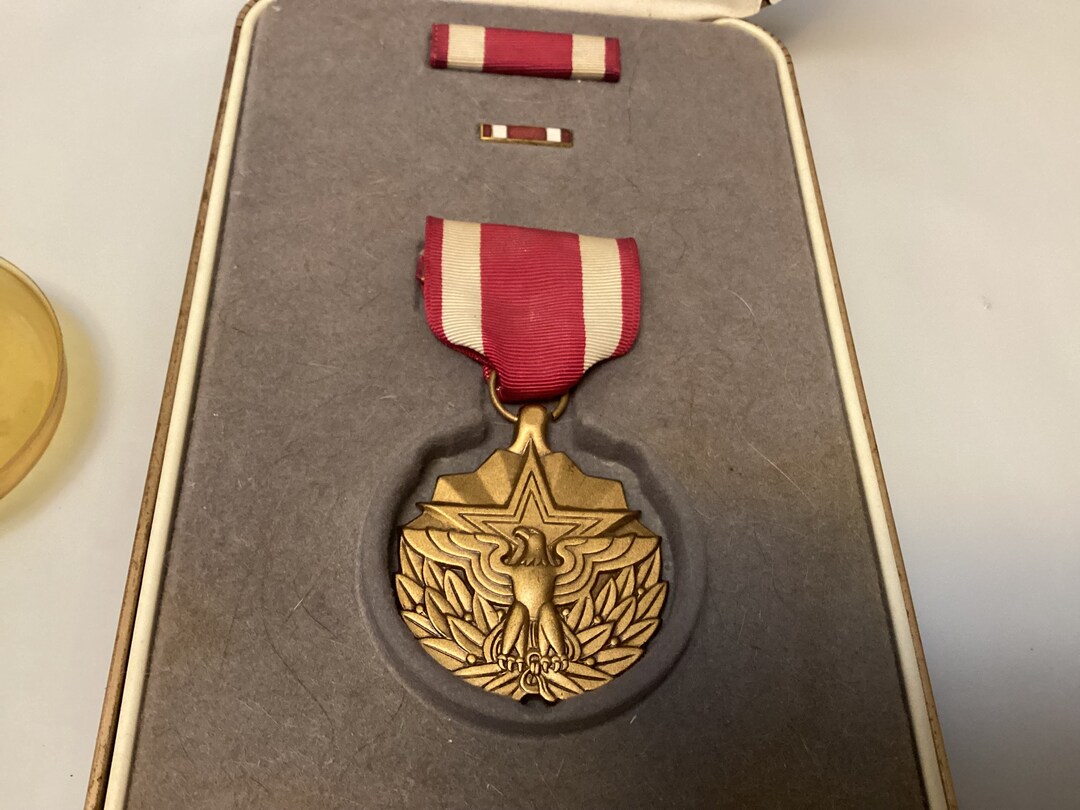 Genuine Brass U.S. Meritorious Service Medal Eagle and Star in Original ...