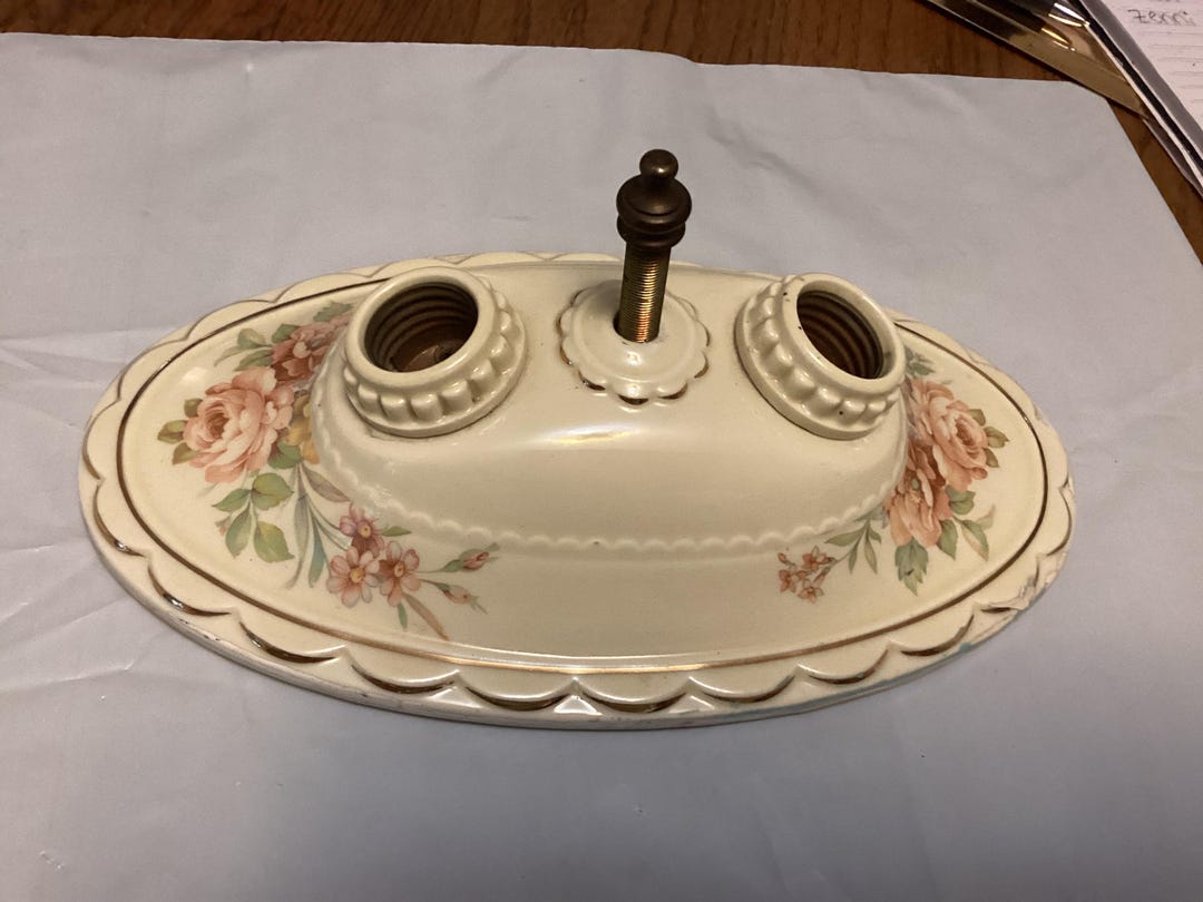 Antique Porcelain 2 Bulb Light Fixture With Flowers - Etsy