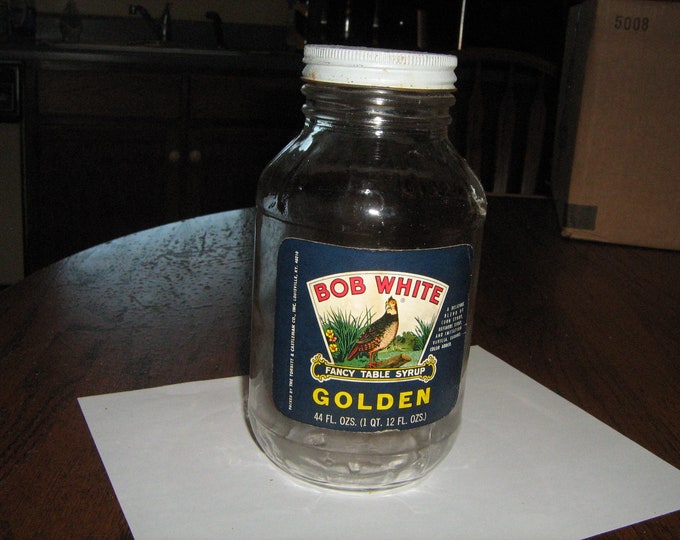 Vintage Old Bob White Golden Fancy Table Syrup Paper Label Glass Jar - Etsy