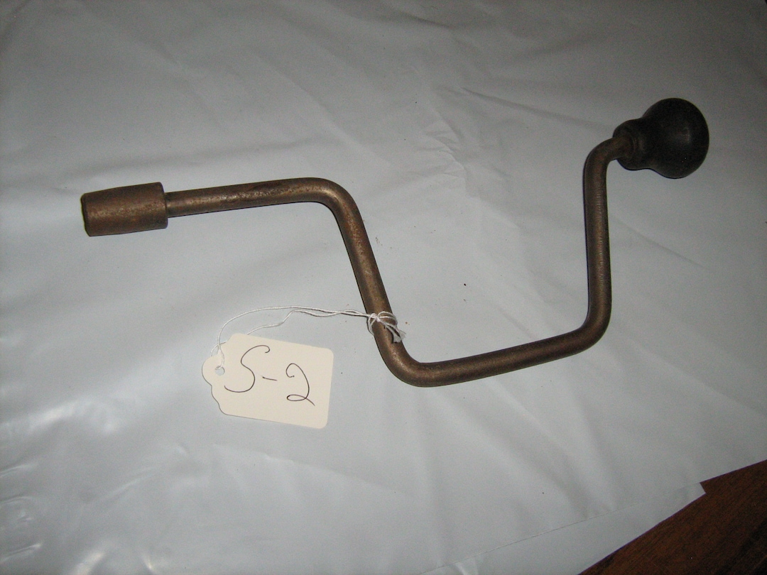 Vintage Antique Old Tool Hand Crank Speed Ratchet With Wood Spinning ...