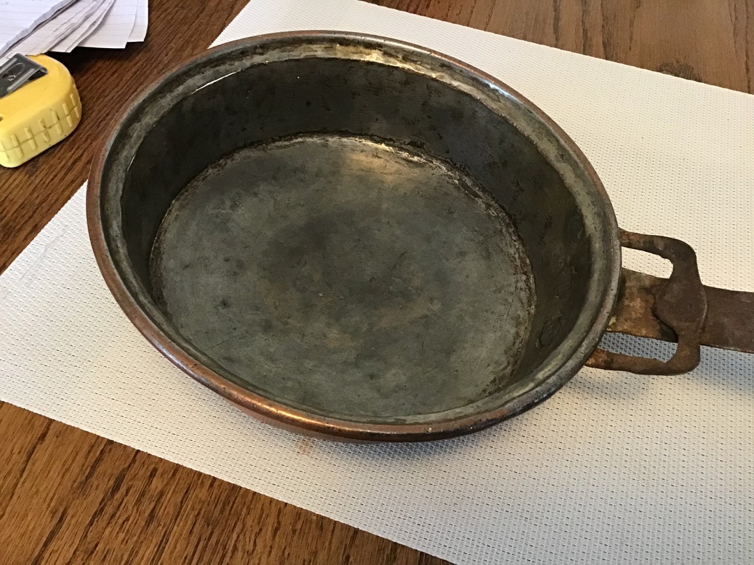 Vintage Copper Skillet With Long Cast Iron Handle - Etsy