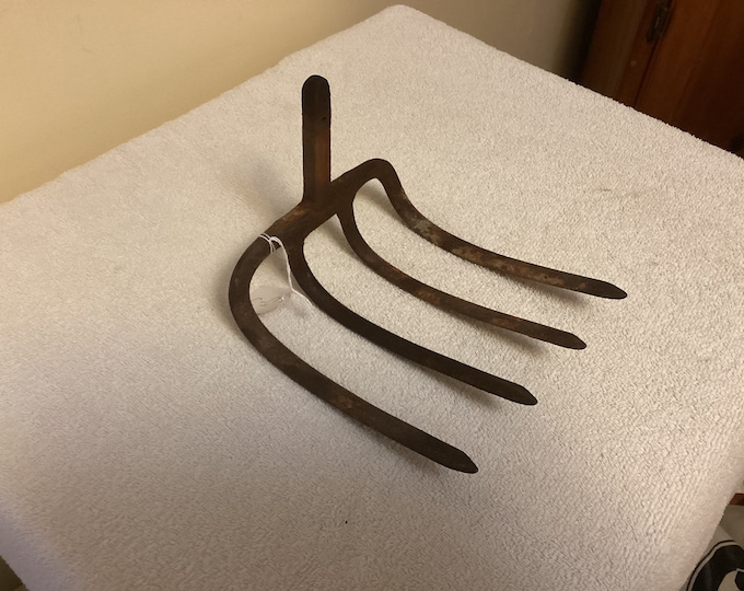 Old Primitive Rustic Heavy 4 Tine Potato Fork Head Cast Iron Rusty but ...