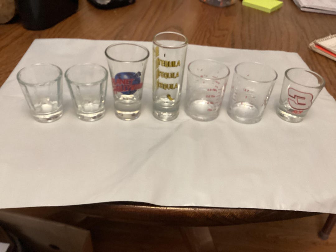 7 Vintage Assorted Whiskey Shot Glasses Wild Turkey, Planet Hollywood ...