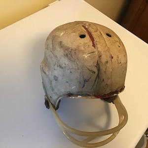 Vintage Early Kids Football Helmet Scuffs Scratches Finish Loss Old and ...