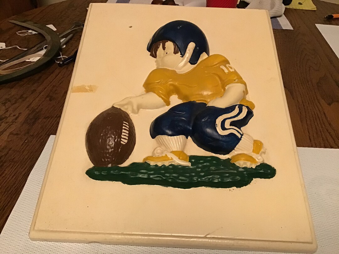 A 1960s Vintage Chalkware Football Player Wall Hanging Handmade - Etsy