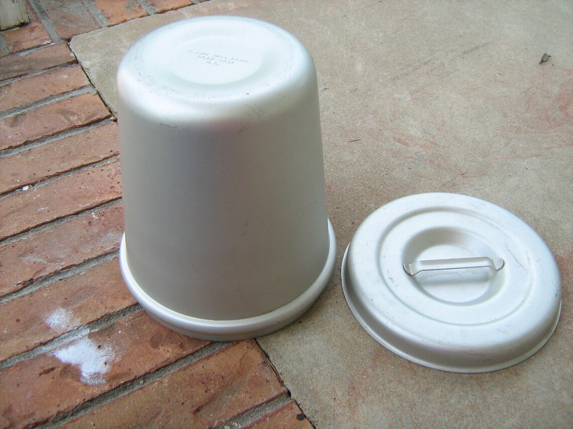 Vintage large aluminum storage canister | Etsy