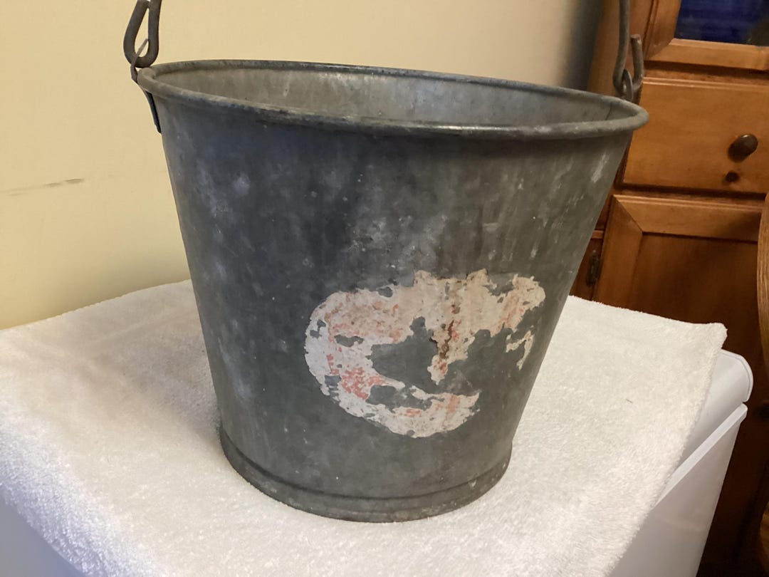 Vintage Large Heavy Duty Galvanized Metal Farm Bucket - Etsy