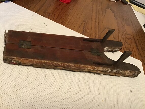 Vintage old primitive wood folding boot jack with Ind… - Gem