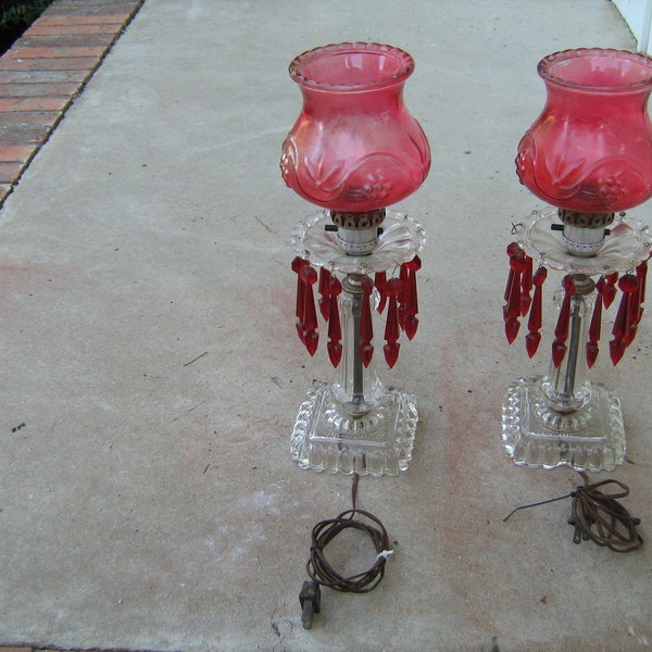 Red Glass Lamp - Etsy