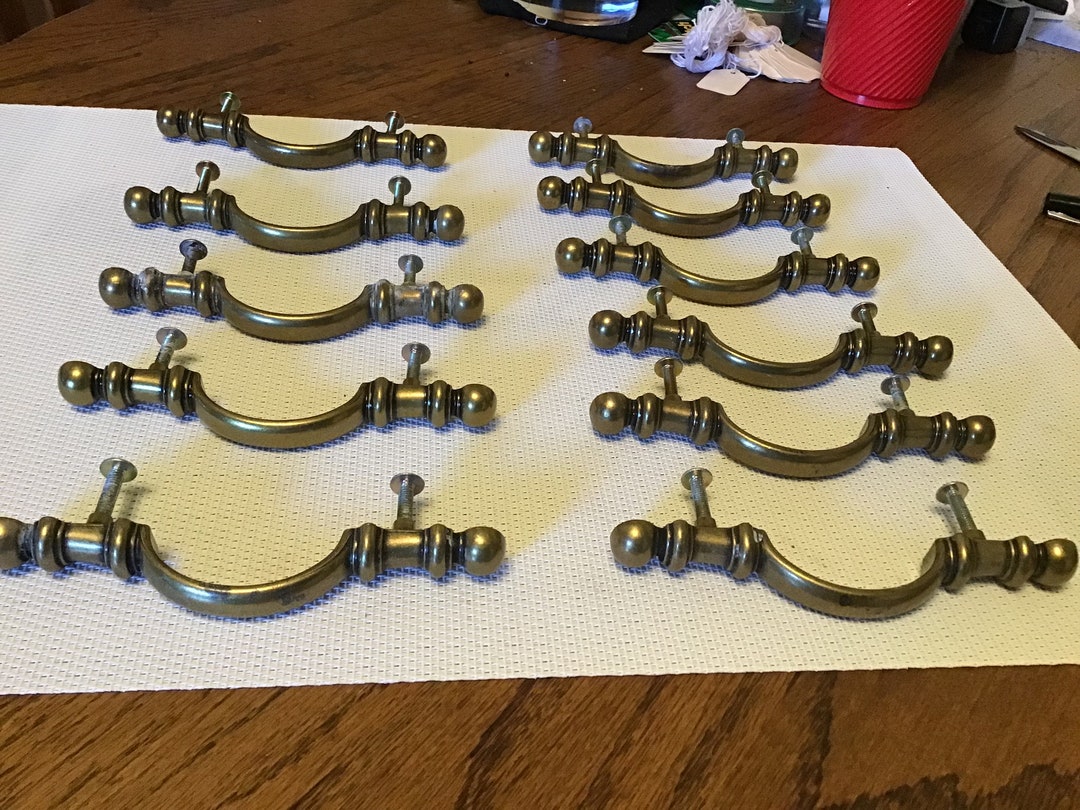 10 Vintage Antique Brass Finish Drawer Pulls New Old Stock - Etsy