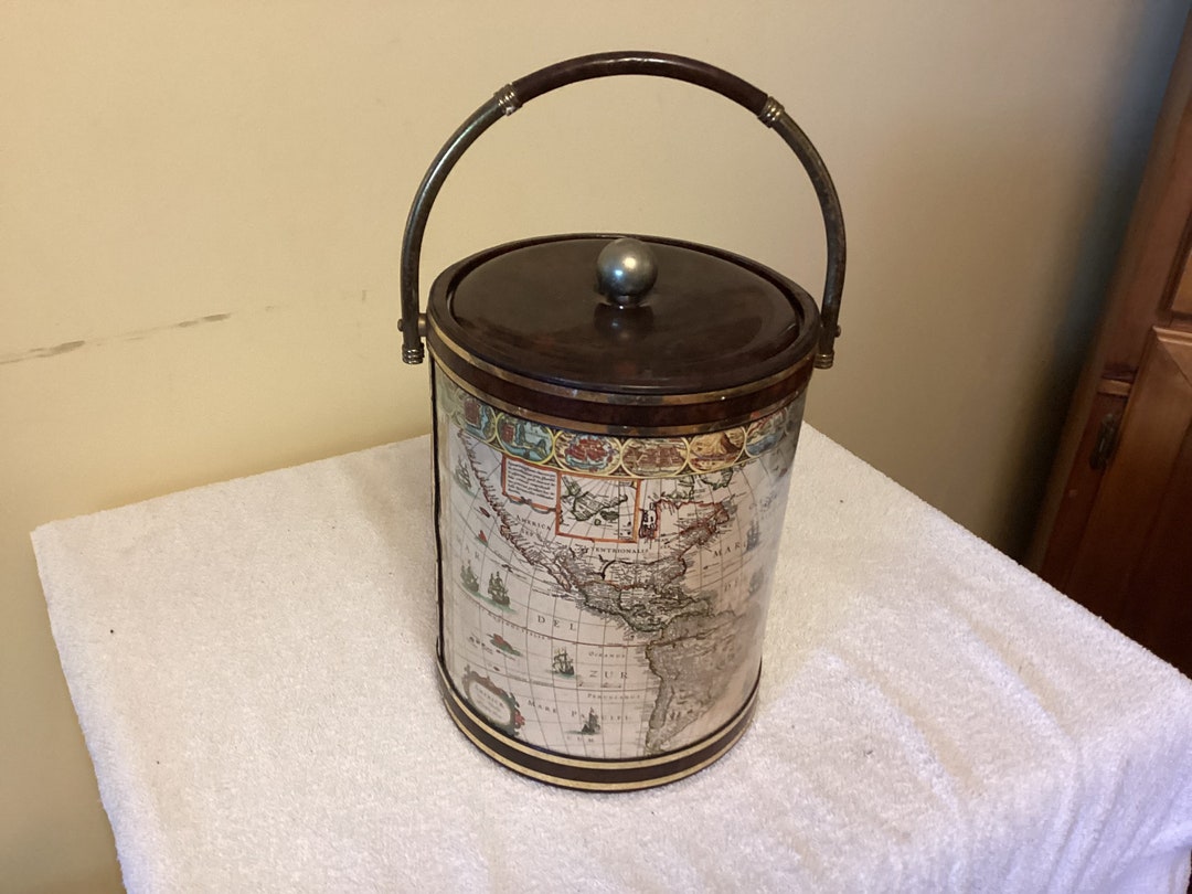 Vintage World Map Ice Bucket - Etsy