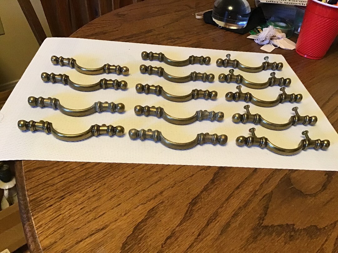 14 Vintage Antique Brass Finish Drawer Pulls New Old Stock - Etsy