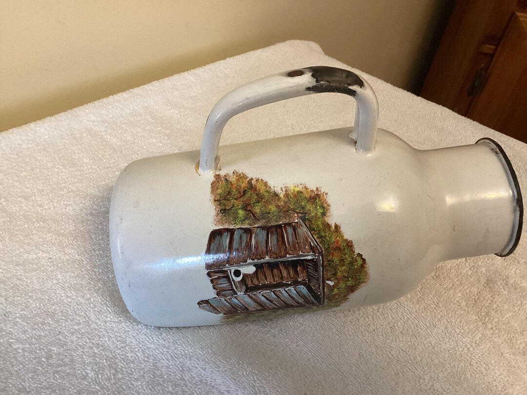 Vintage Hand Painted With Outhouses Male Porcelain Enamel Urinal - Etsy