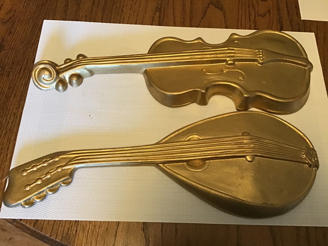 Vintage Mid Century Royal Gold Finish Cast Aluminum Violin and Mandolin ...
