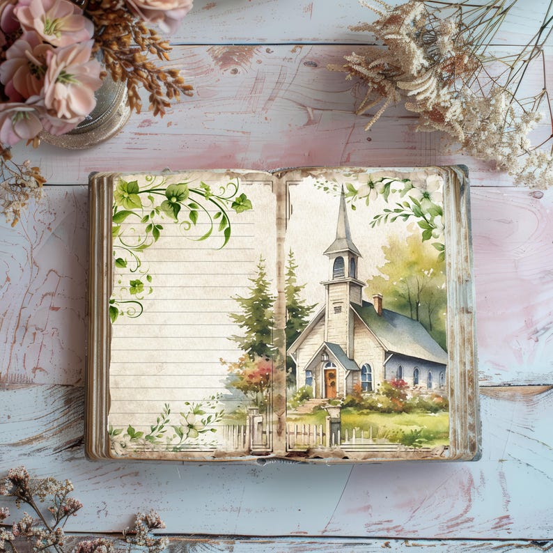 Junk Journal Printable Pages, Country Churches Junk Journal Pages ...