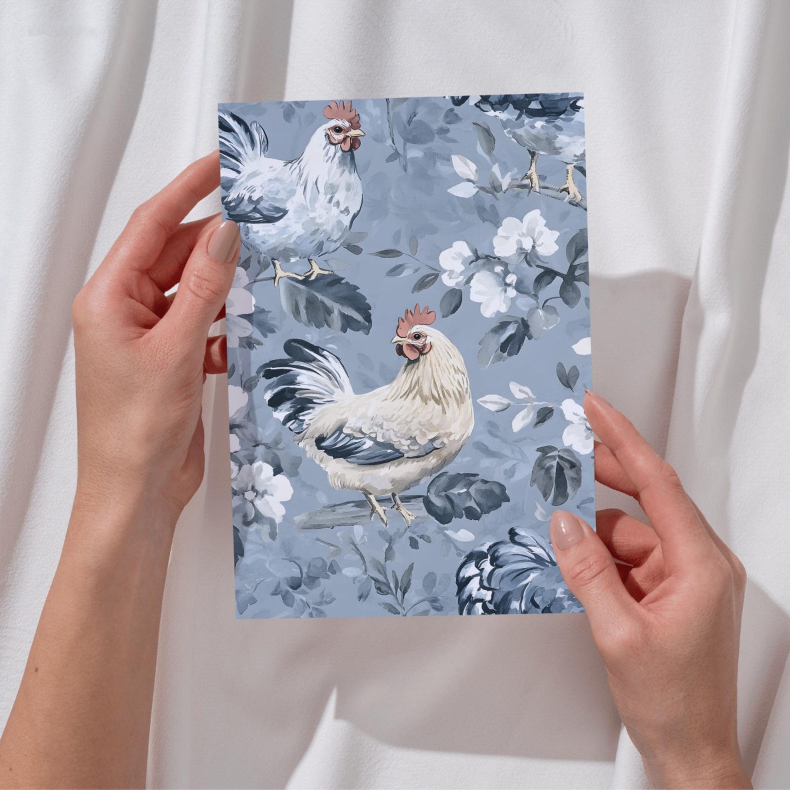 Blue Toile Chickens Digital Paper Pack, Toile De Jouy, 10 Seamless ...