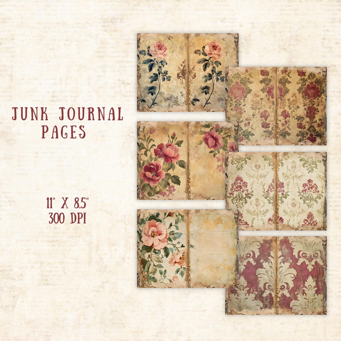 Vintage Victorian Junk Journal Printable Pages, Floral Junk Journal ...