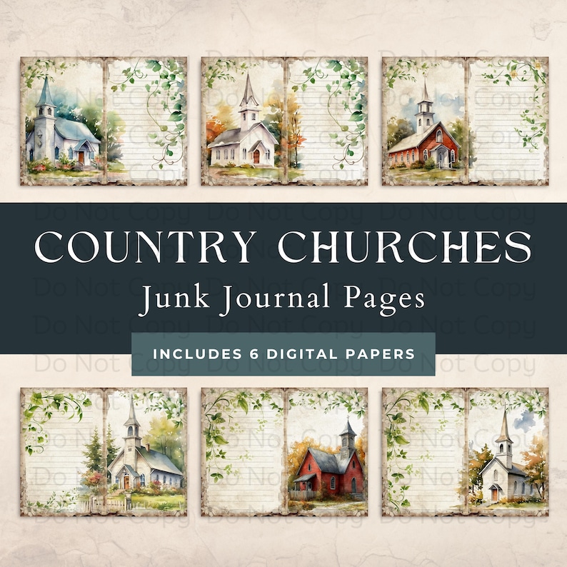 Junk Journal Printable Pages, Country Churches Junk Journal Pages ...