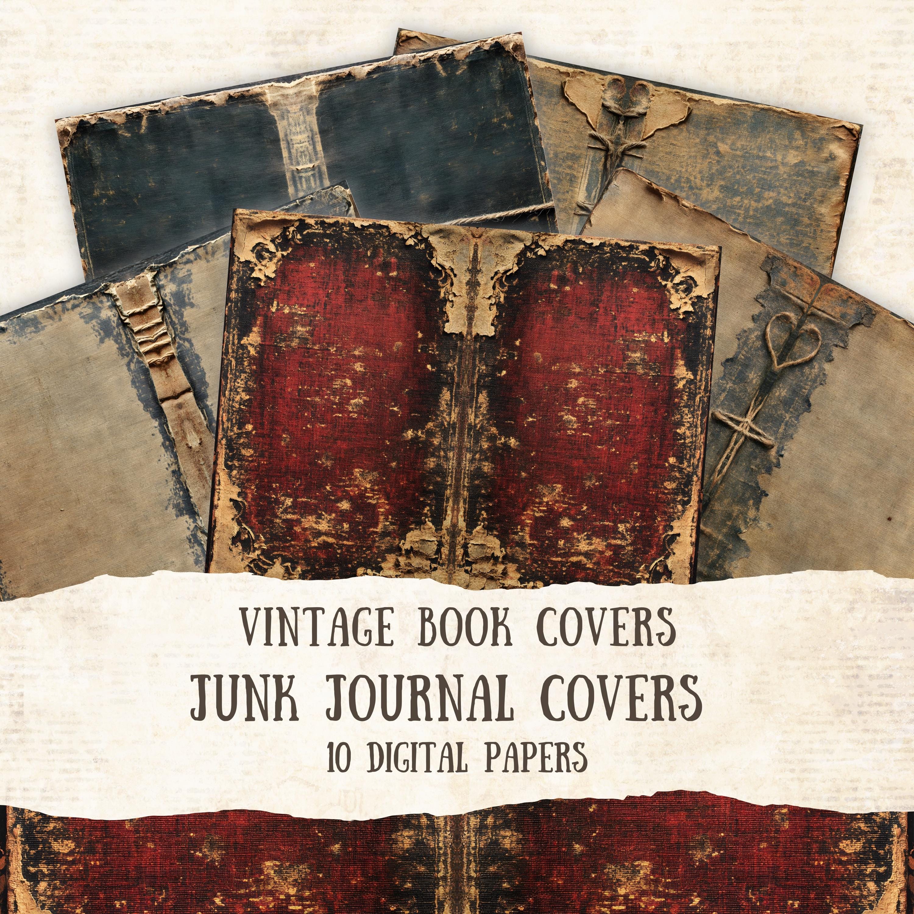 Vintage Junk Journal Covers, Printable Book Covers, 10 Digital Papers ...