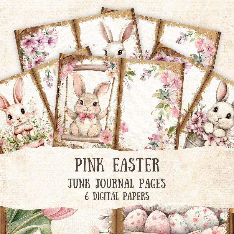 Pink Easter Junk Journal Printable Pages, Vintage Easter Junk Journal ...