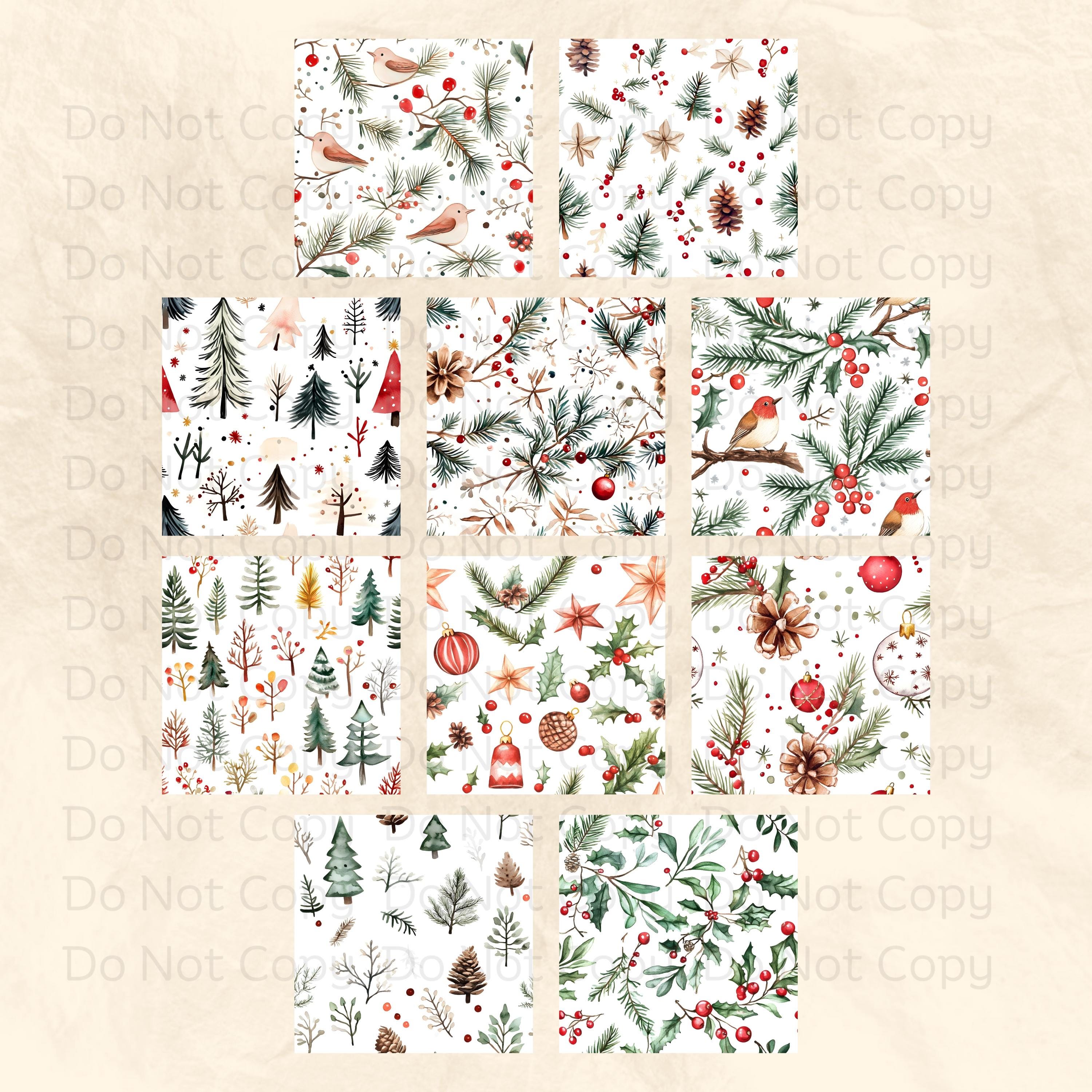 Rustic Christmas Digital Paper Bundle, 10 Seamless Designs, Christmas ...