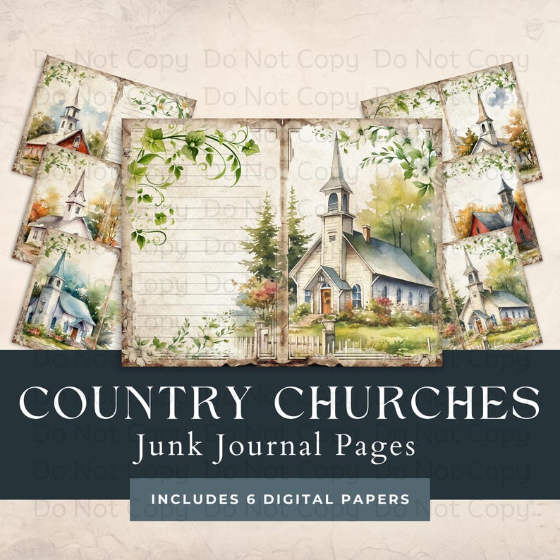 Junk Journal Printable Pages, Country Churches Junk Journal Pages ...