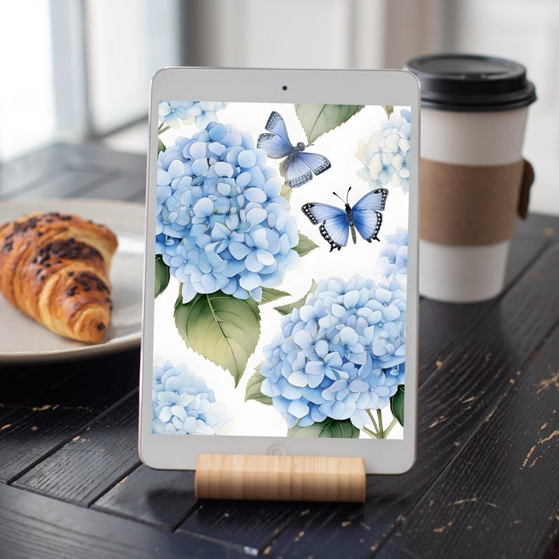 Blue Hydrangea Floral Digital Paper Pack, 10 Seamless Patterns, Blue ...