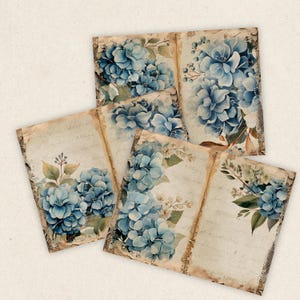 Blue Hydrangea Junk Journal Printable Pages, Floral Junk Journal ...